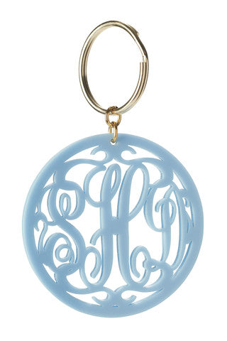Acrylic Monogram Key Chain in Rimmed Script Font | Preppy Monogrammed Gifts