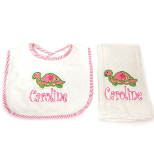 Personalized Preppy Turtle Baby Bib and Burp Set | Preppy Baby Gifts ...