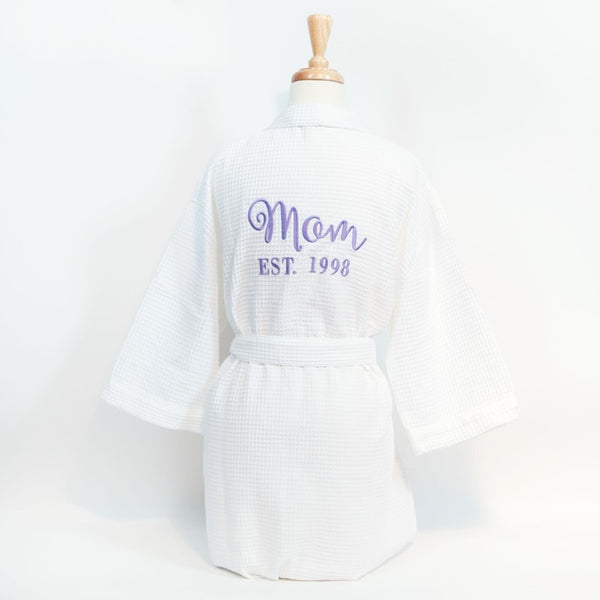 Personalized Mom Design White Spa Robe | Preppy Monogrammed Gifts