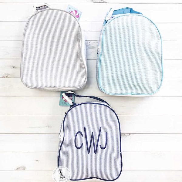 Personalized Seersucker Gumdrop Lunch Box-by Mint | Preppy Monogrammed ...