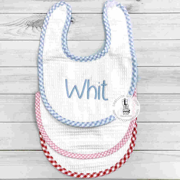 Monogrammed Boy Pique Baby Bib | Preppy Monogrammed Gifts