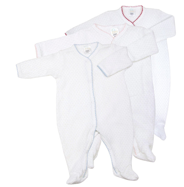 Personalized White Footie With Colored Trim – Preppy Monogrammed Gifts